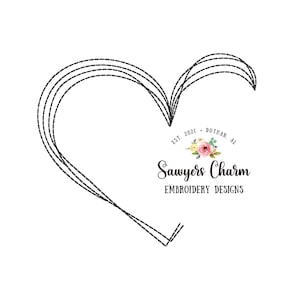 Scribble Heart Frame for Names, Bean Stitch, Machine Embroidery Design ...