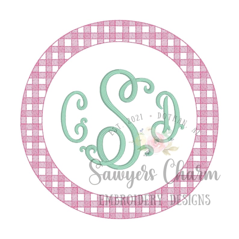 BUNDLE Gingham Monogram Frames, Sketch Stitch Machine Embroidery Design ...