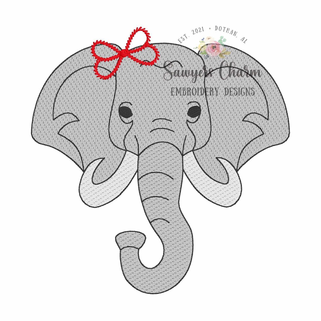 Elephant Sketch Stitch Embroidery Design BUNDLE, College University ...