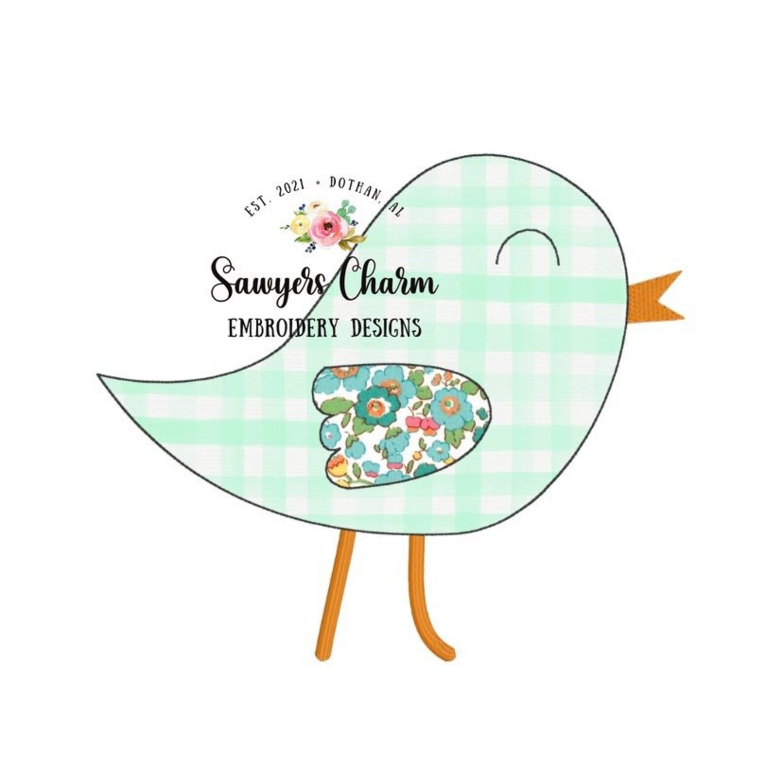 Bird Bean Stitch Applique, Machine Embroidery Design File, Quick Stitch ...