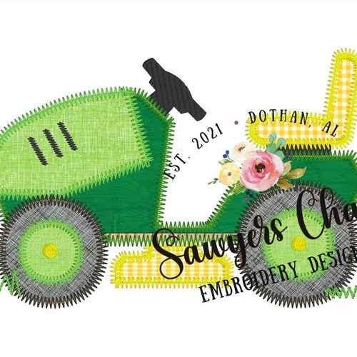 Riding Lawn Mower Machine Applique Design Embroidery File Zig - Etsy