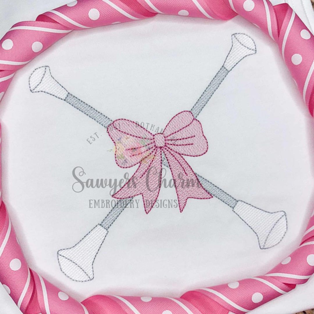 Batons With Bow Sketch Stitch Embroidery Design, College University ...