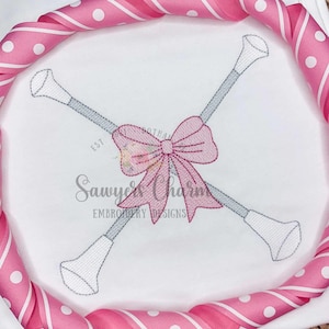 Batons With Bow Sketch Stitch Embroidery Design, College University ...