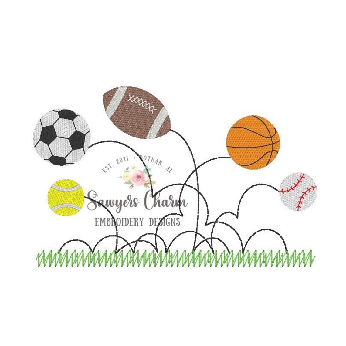 Sports Bouncing Balls Sketch Machine Embroidery Design File - Etsy