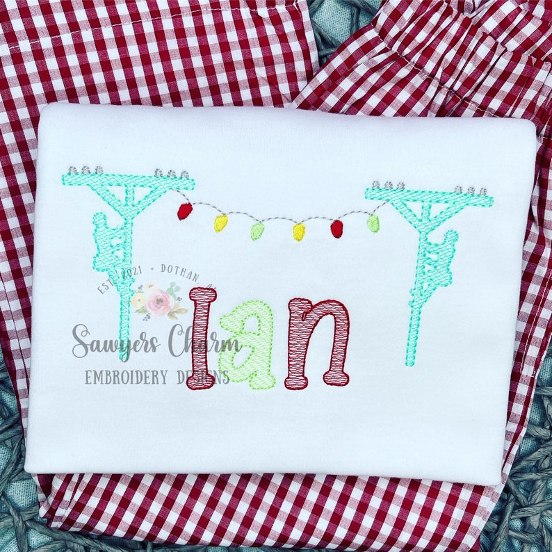 Christmas Lights Lineman Bunting Banner Sketch Stitch Machine - Etsy