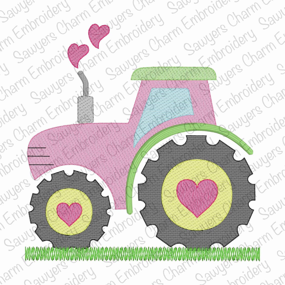 Valentine's Day Tractor With Heart Smoke Sketch Stitch Machine ...