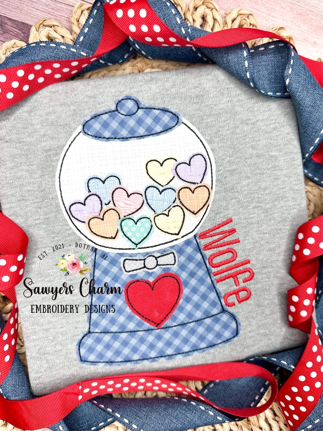 BUNDLE Heart Gumball Machine Zigzag & Bean Stitch Machine Applique ...