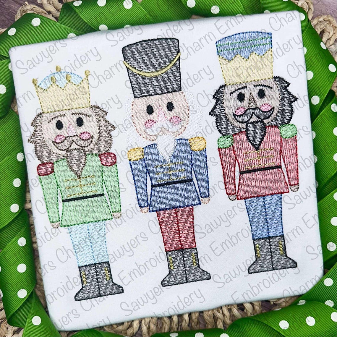 Nutcrackers Trio Sketch Stitch Machine Embroidery Design, Happy ...