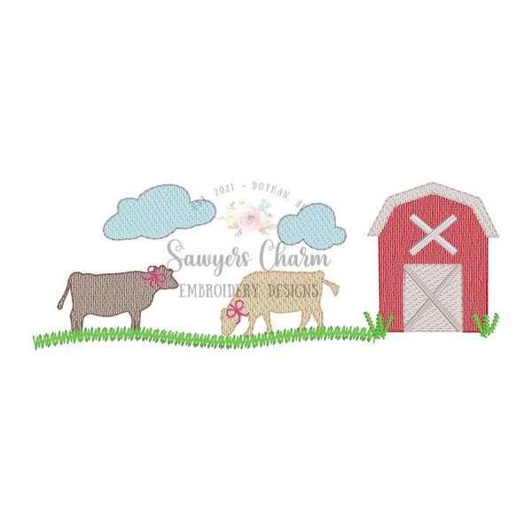 Farm Embroidery Design - Etsy