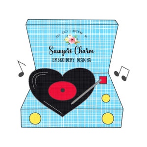BUNDLE Heart Record Player Bean & Zigzag Stitch Machine Applique ...