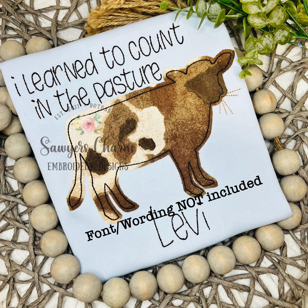Cow Bean Stitch Applique BUNDLE, Embroidery Design, Spring Farm Animal ...