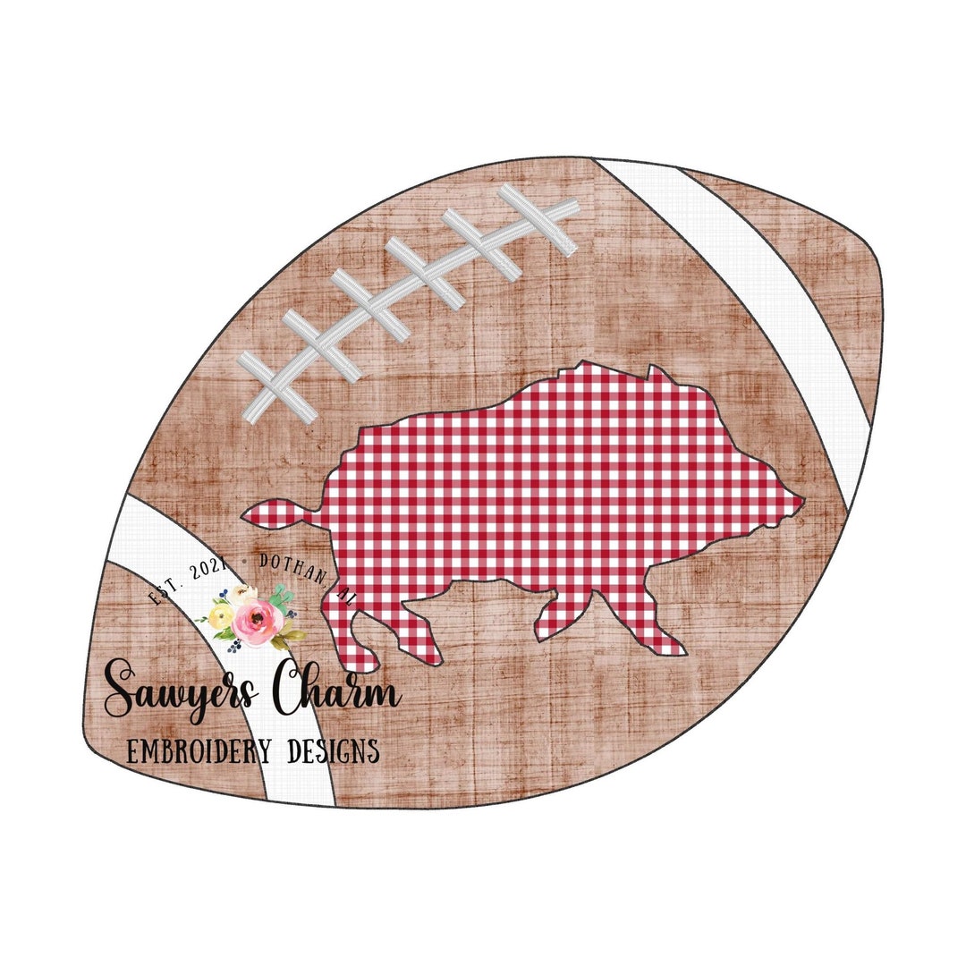 Sports Football Razorback Silhouette Bean Stitch Applique Machine ...
