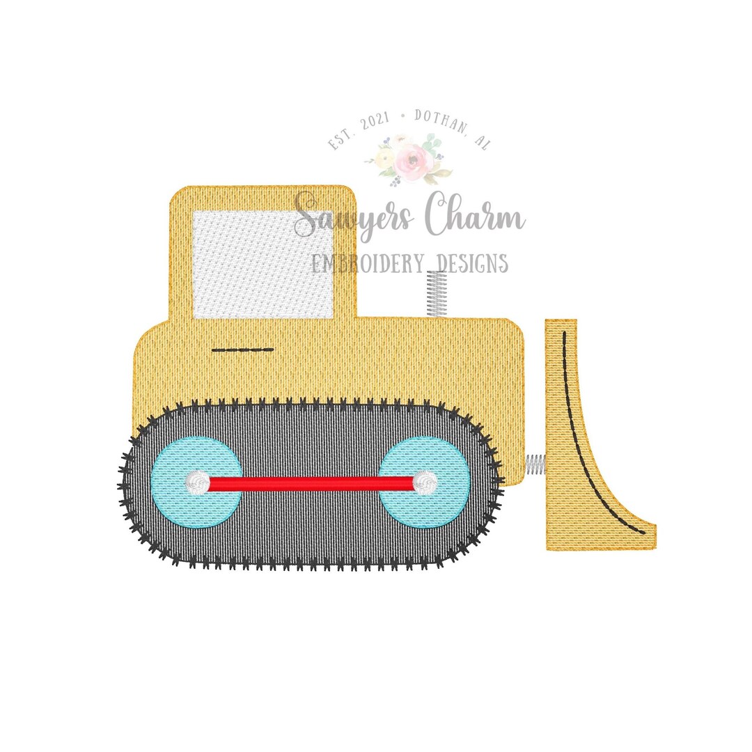 Bulldozer Sketch Stitch Machine Embroidery File, Quick Stitch ...