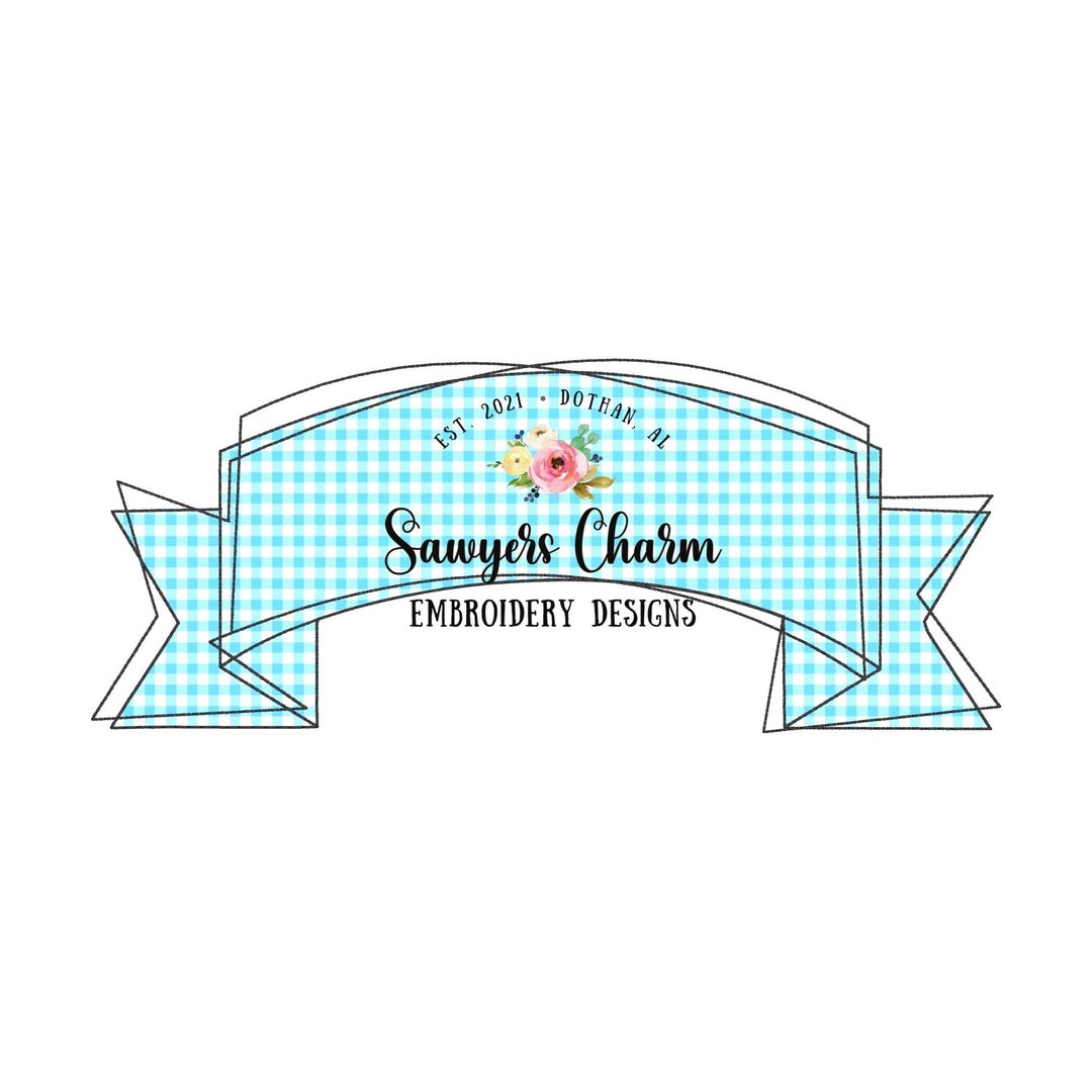 BUNDLE 4 Curved Ribbon Banner Name Plate/frame Machine Applique ...
