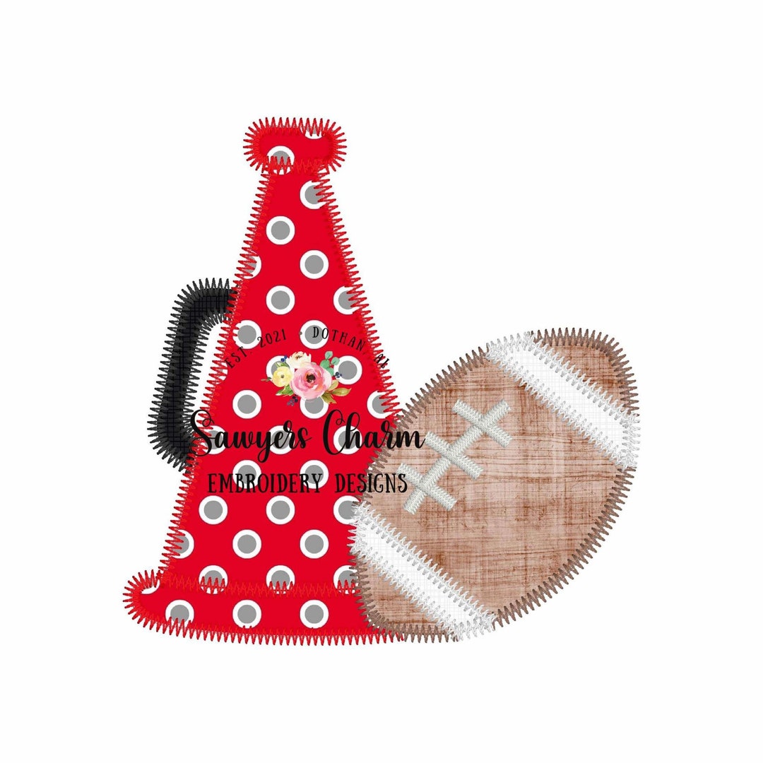 BUNDLE Megaphone With Football Bean & Zigzag Stitch Machine Applique ...