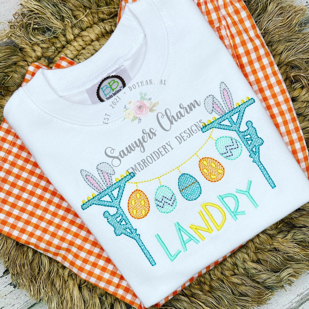 Easter Bunny Ears Lineman With Eggs Bunting Banner, Sketch Stitch ...