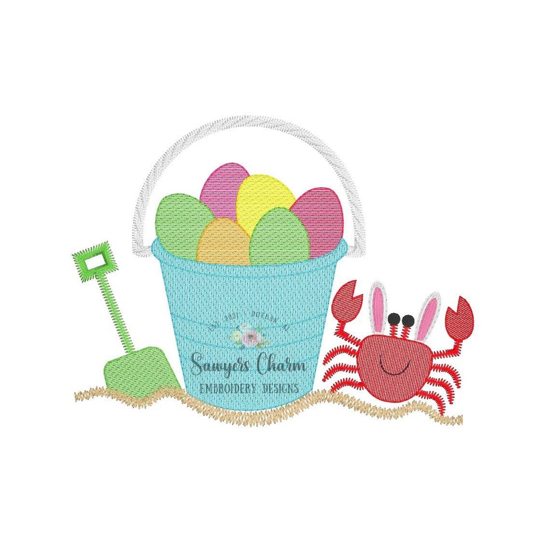 Easter Egg Sand Pail & Beach Crab With Bunny Ears Sketch Stitch Machine ...