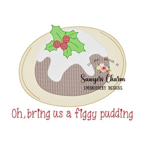 BUNDLE Christmas Figgy Pudding Bean Stitch Machine Applique/sketch Embroidery Design File, Happy ...