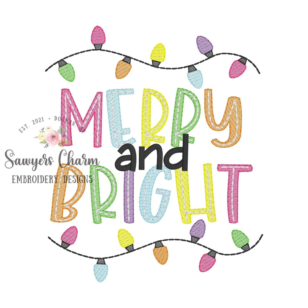 Merry & Bright With Two Strands of Lights Sketch Stitch Machine ...