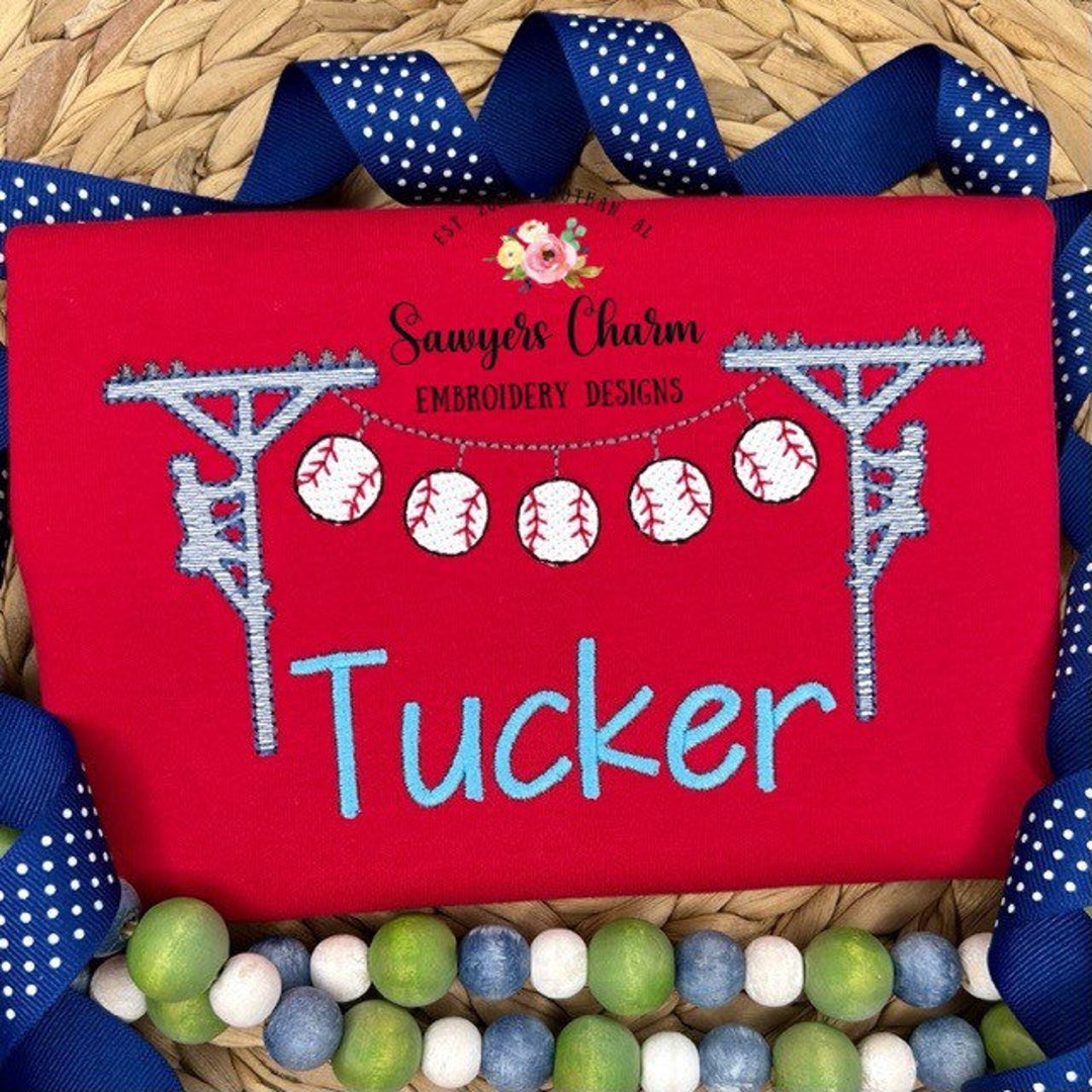 Baseball Lineman Bunting Banner, Sketch Stitch Machine Embroidery ...