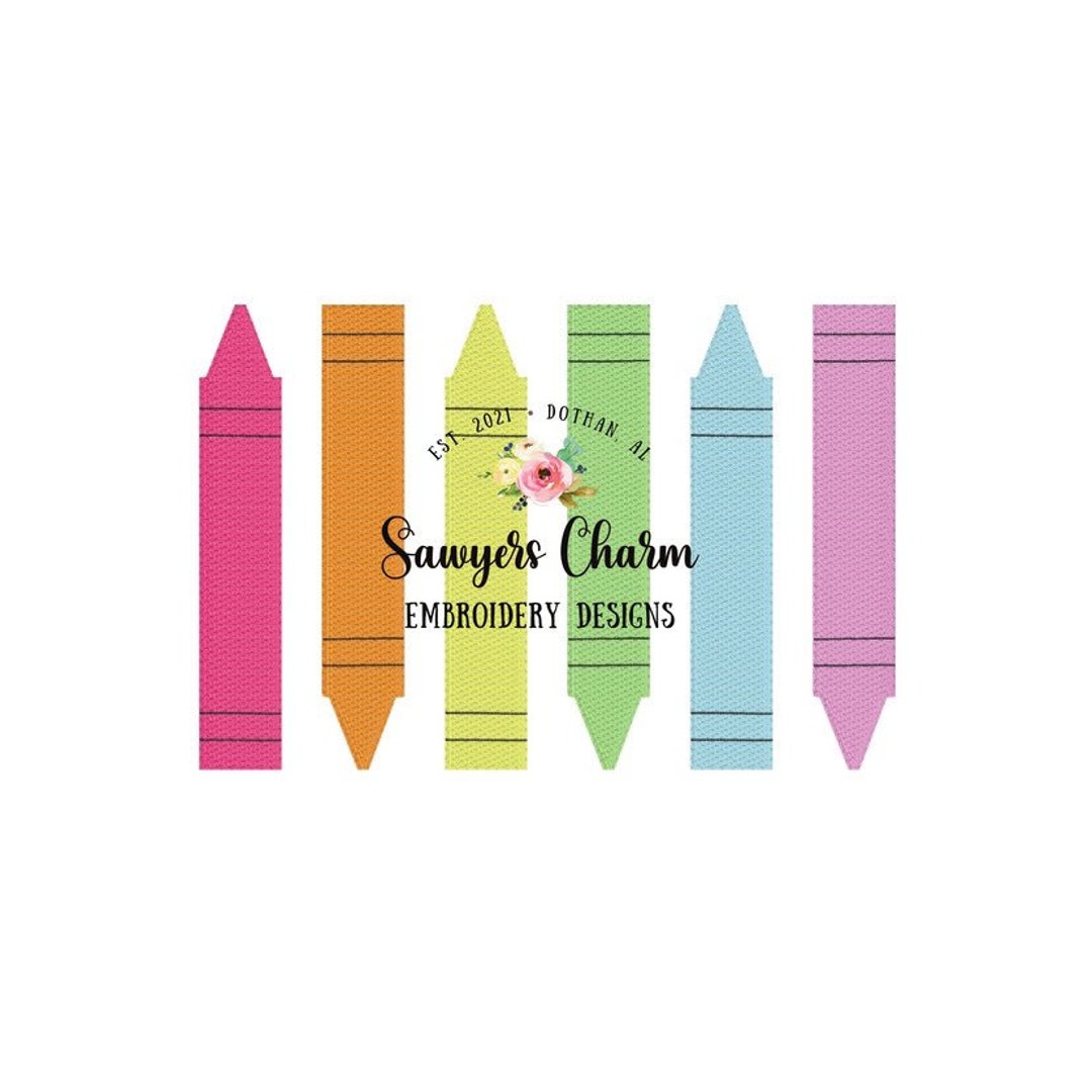 Sketch Crayons in a Row Machine Embroidery Design File Quick - Etsy