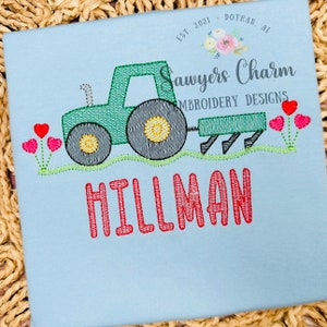 BUNDLE Tractor Heart Flowers With & Without Bow Sketch Stitch Machine ...