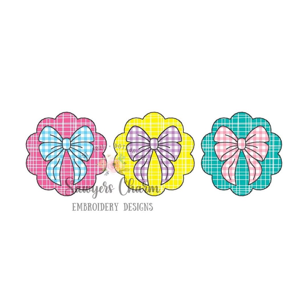 Scallop Patch Coquette Bows Trio, Bean Stitch Applique, Machine ...