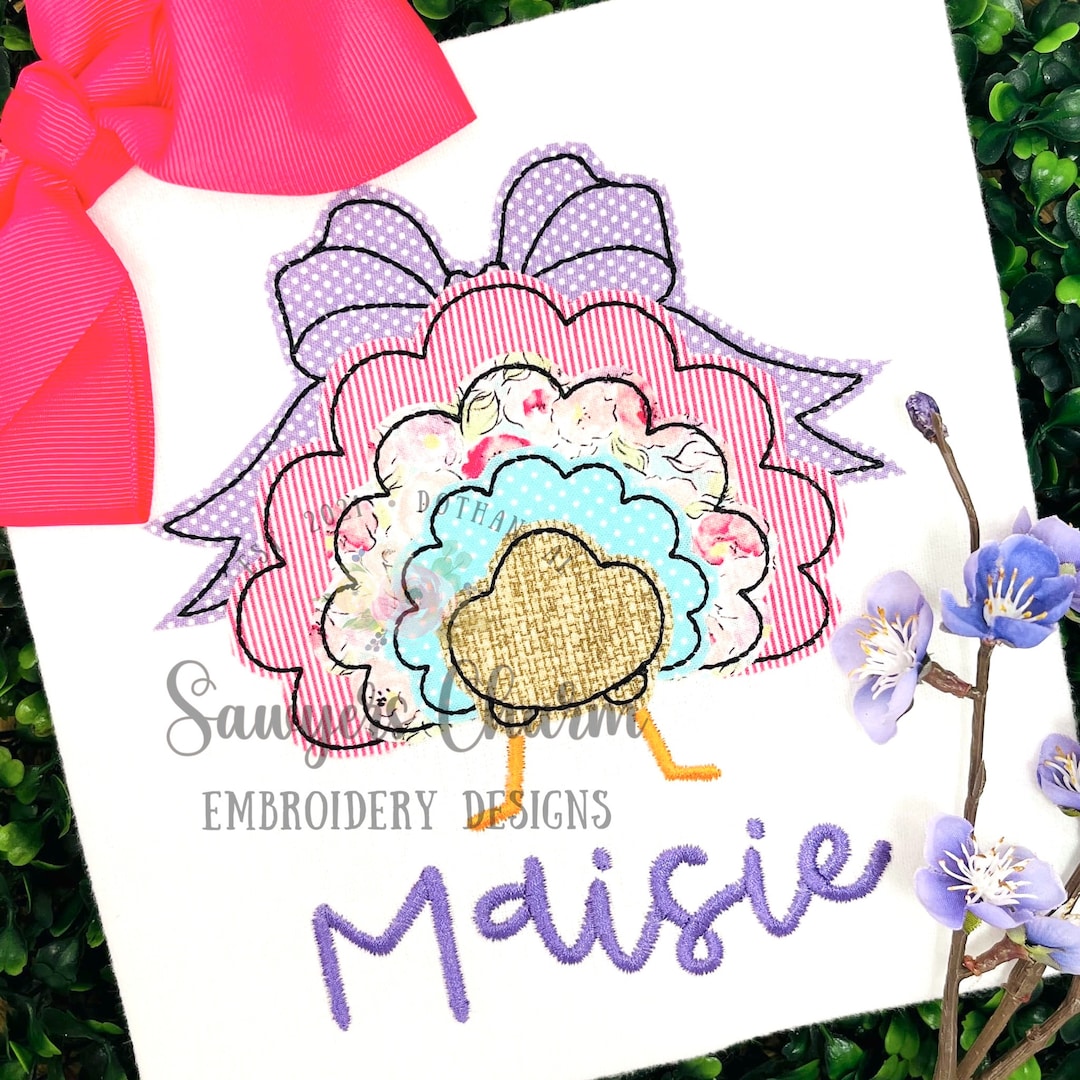 BUNDLE Turkey Tail With Bow Bean & Zig Zag Stitch Machine Applique ...