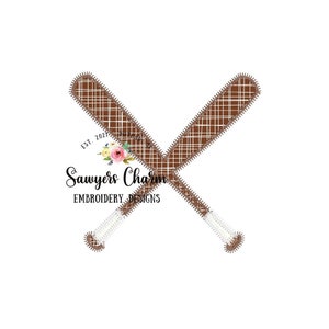 BUNDLE Baseball Bats With & Without Bow Zig Zag Stitch Applique ...