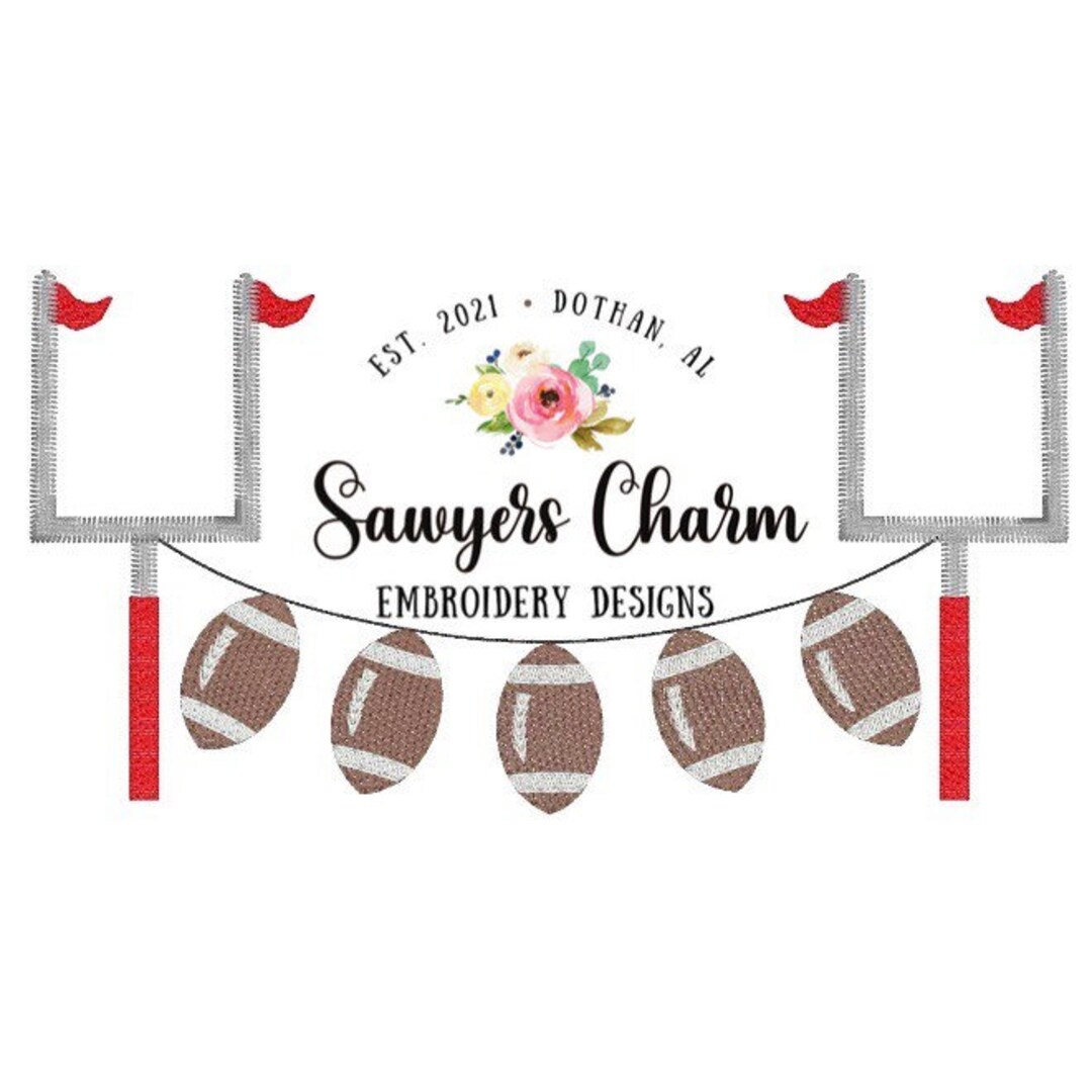 Football Field Goal Bunting Banner, Sketch Stitch Machine Embroidery ...