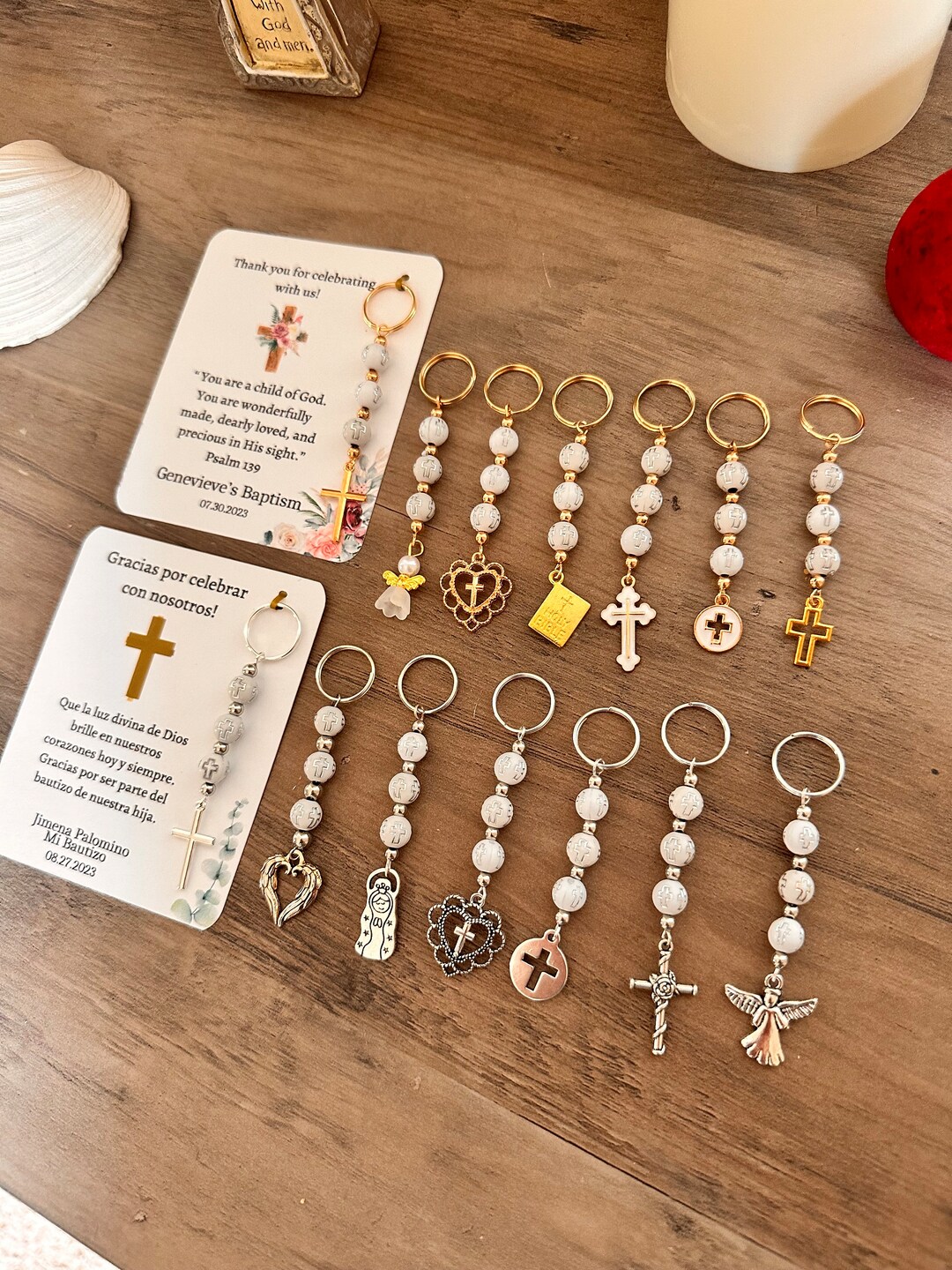 Customize Tag mini Keychains Baptism Favors Recuerdos - Etsy