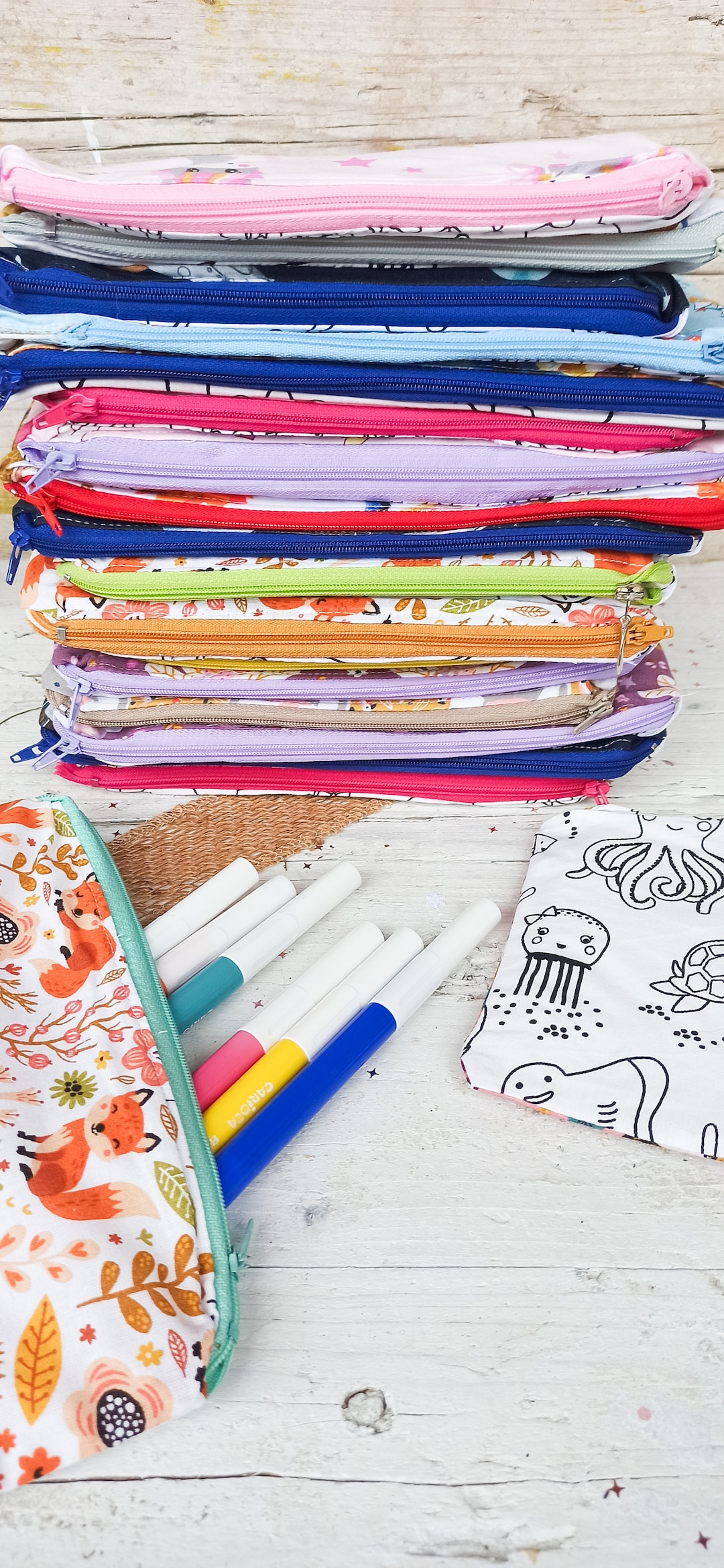 Coloring Pencil Case, Coloring Fabric, Different Sizes, Free Markers - Etsy