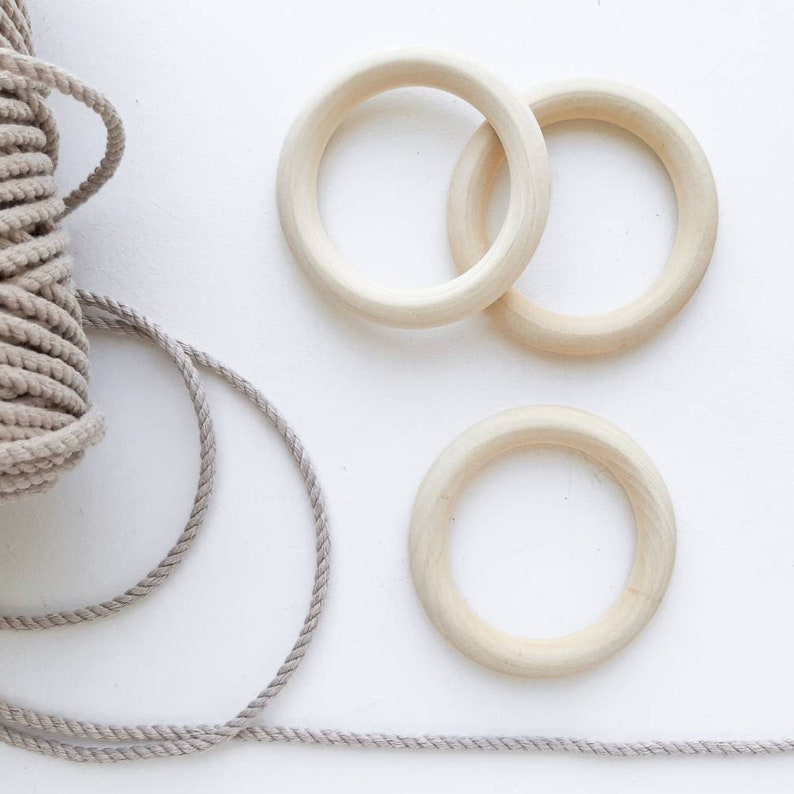 Wood Macrame rings/ 3 pieces macrame supplies 55mm 70mm | Etsy