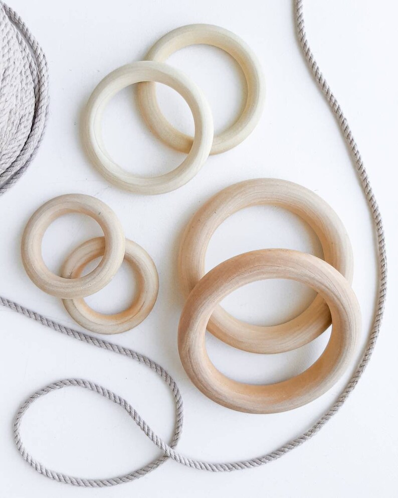 Wood Macrame Rings/ 3 Pieces Macrame Supplies 55mm 70mm | Etsy