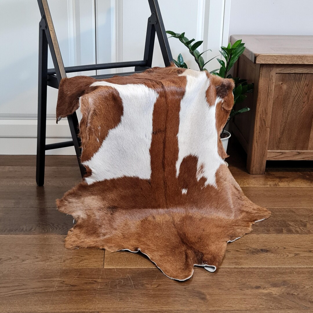 GOAT HIDE RUG Goat Rug, Genuine Goat Skin Rug, Leather Rug Decor, Brown ...