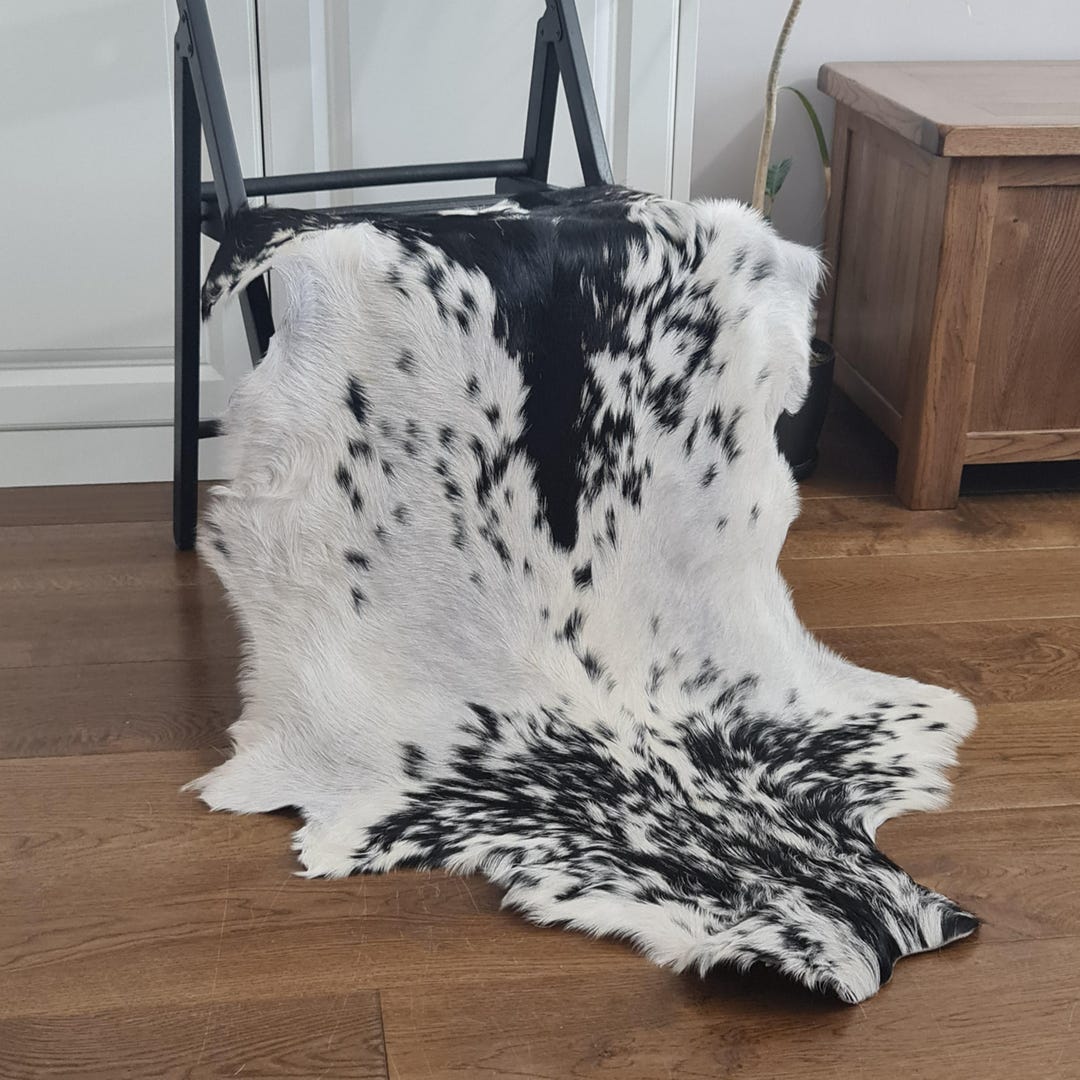 GOAT HIDE RUG Goat Rug, Genuine Goat Skin Rug, Leather Rug Decor,black ...