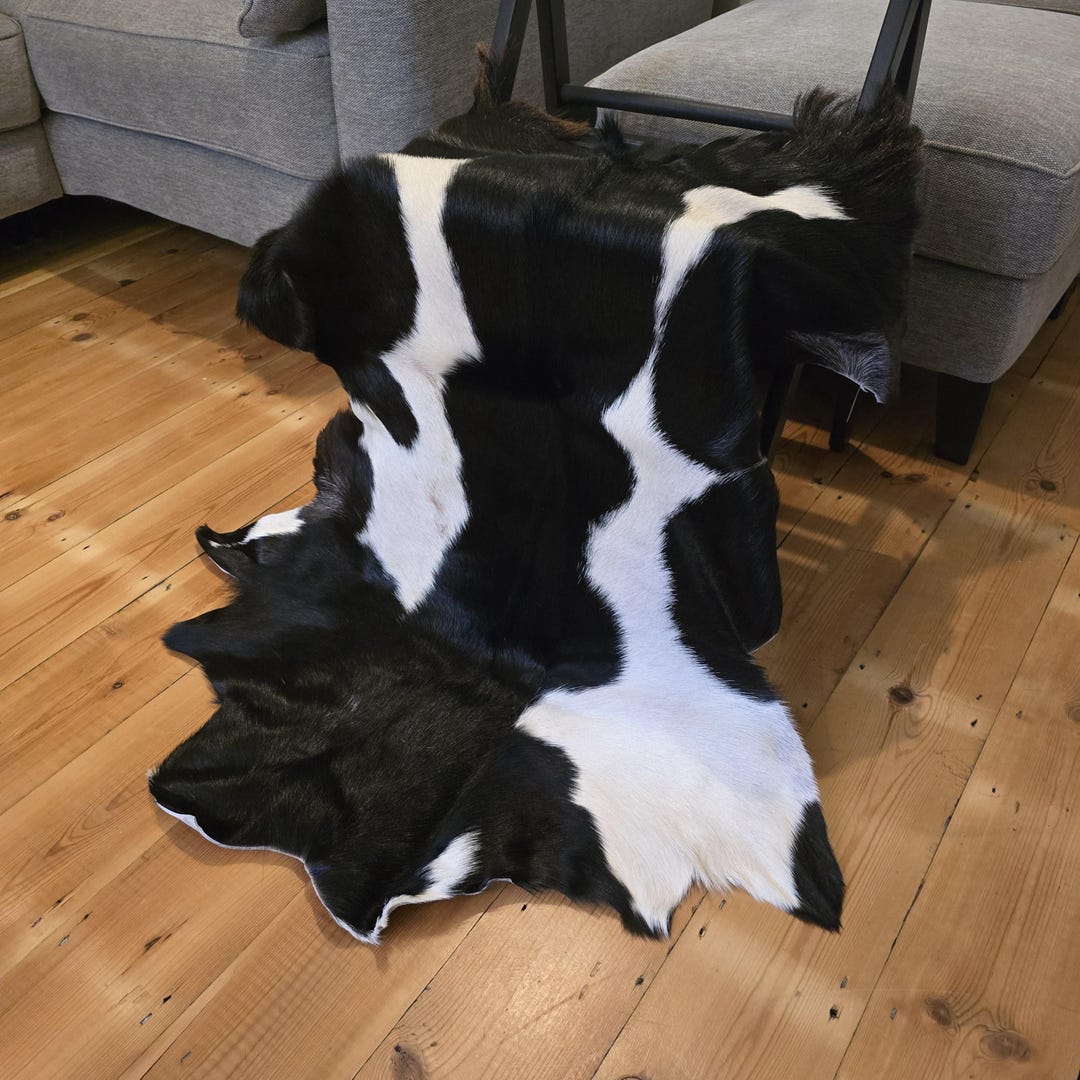 GOAT HIDE RUG Goat Rug, Genuine Goat Skin Rug, Leather Rug Decor, Black ...