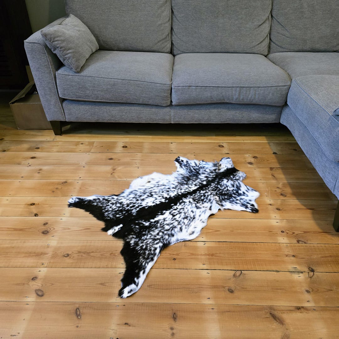 GOAT HIDE RUG Goat Rug, Genuine Goat Skin Rug, Leather Rug Decor, Black ...