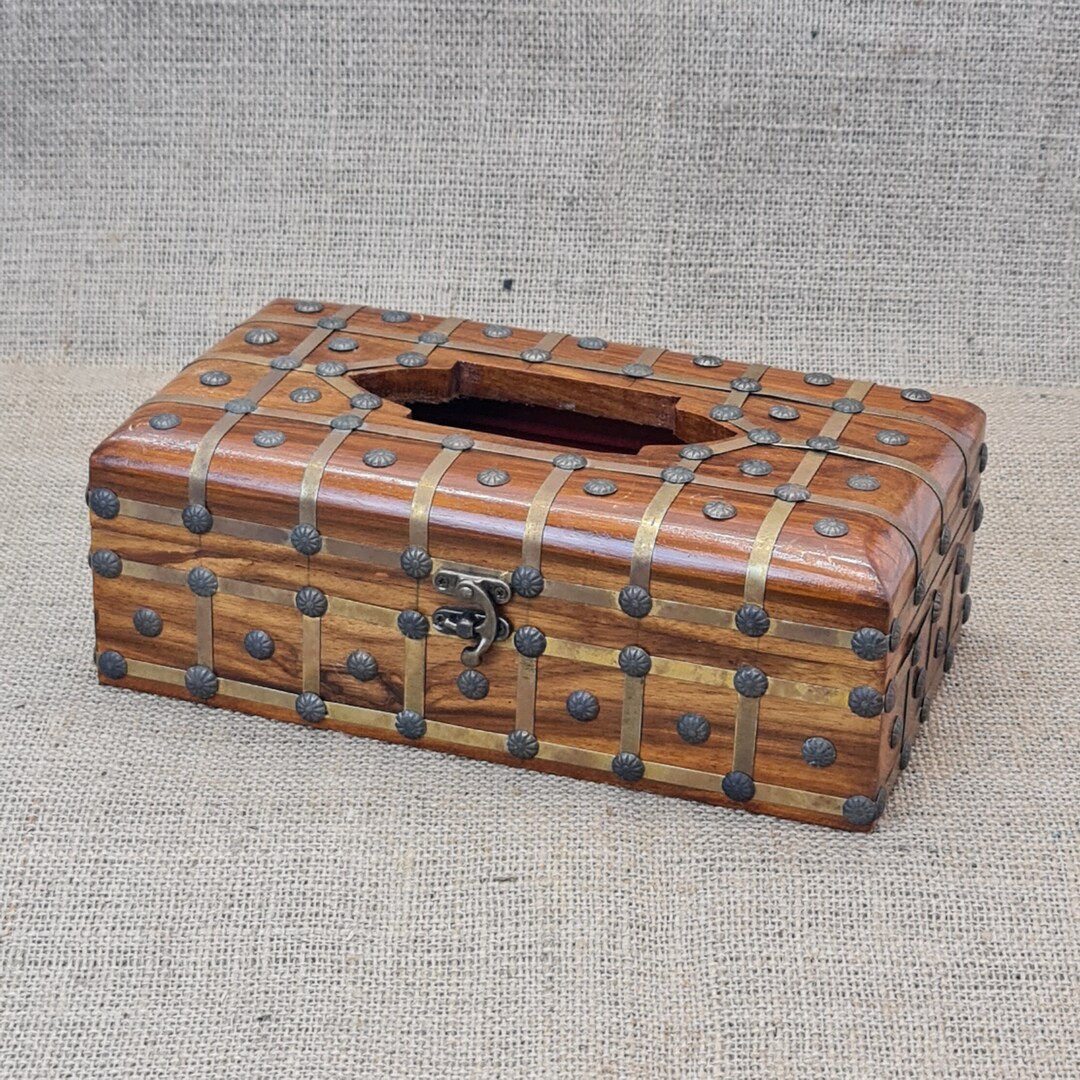 Hand Carved, Tissue Box ,case / Napkin Holder / Velvet Interior Hand ...