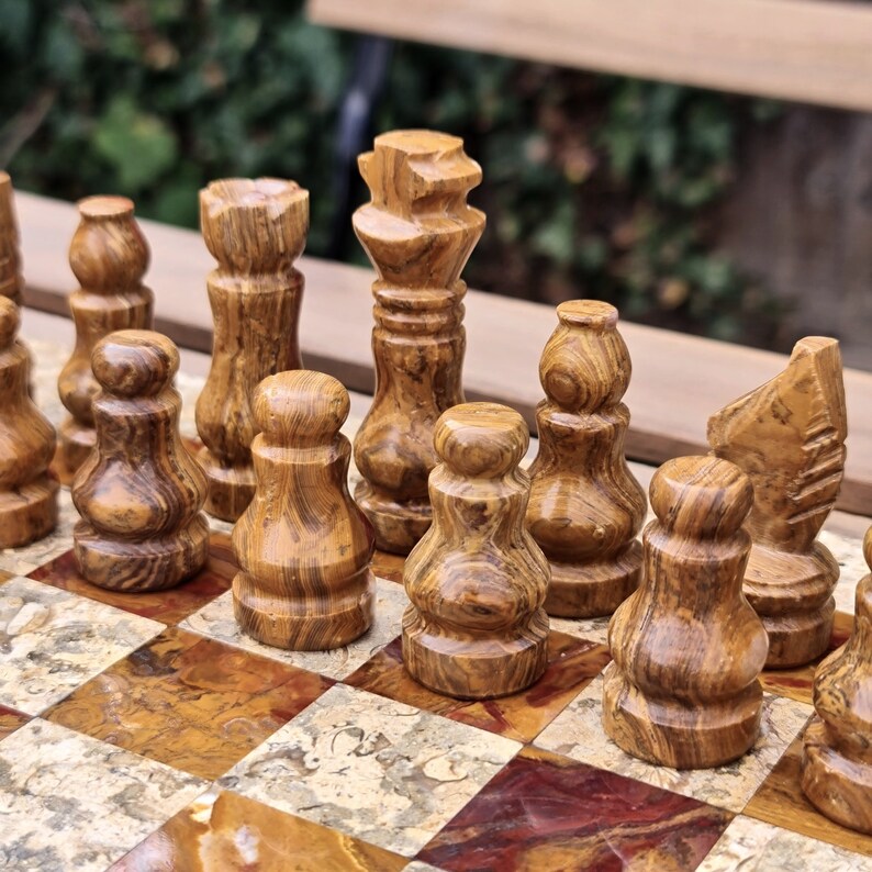 Onyx Marble Chess Set Hand Carved Natural Stone Hand Game Etsy