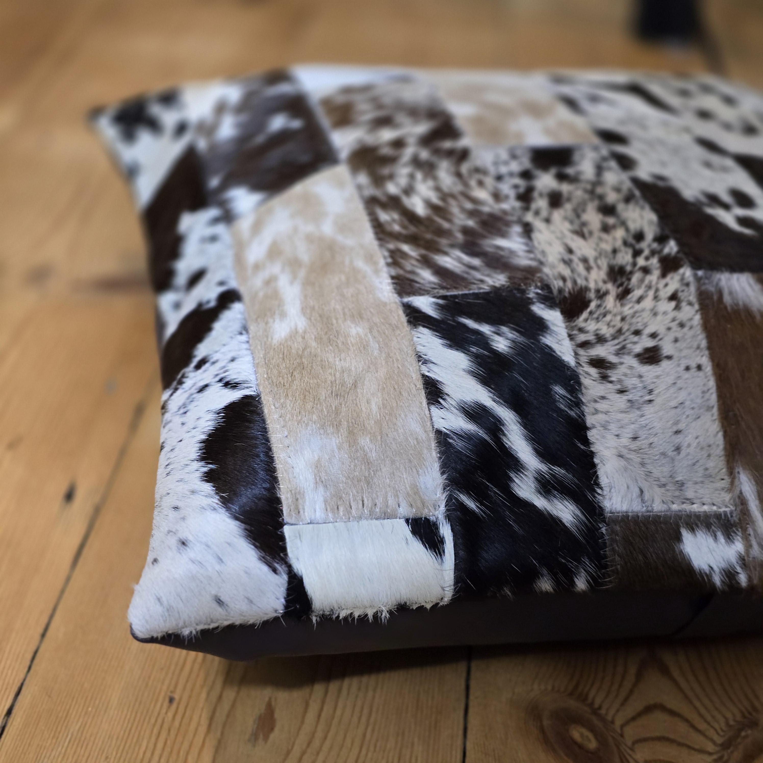 Handmade Cowhide Pillow Cover, Tricolour Hair-on Leather Cushion - Etsy