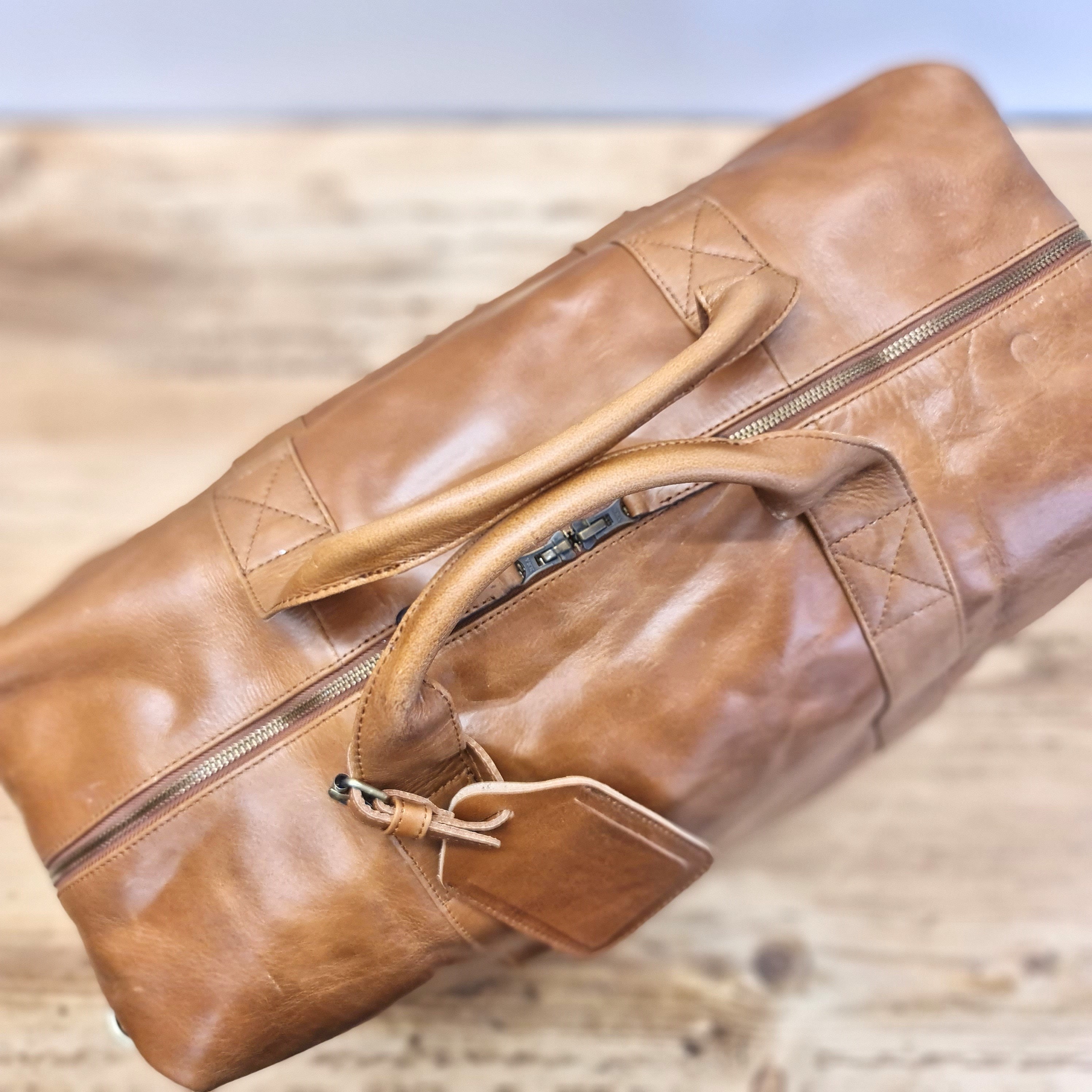 Handmade Leather Duffle Bag, Men's Weekend Travel Holdall - Etsy Australia