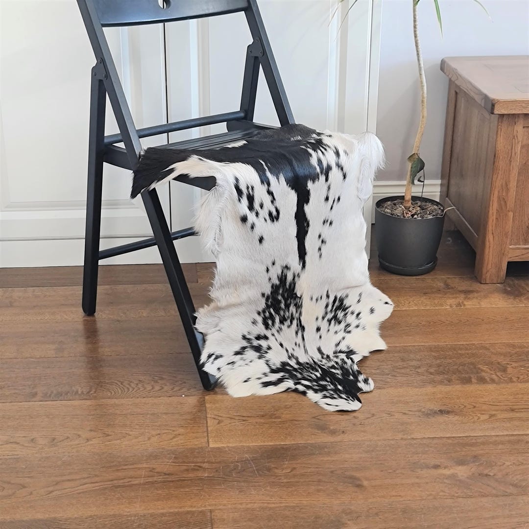 GOAT HIDE RUG Goat Rug, Genuine Goat Skin Rug, Leather Rug Decor, Black ...