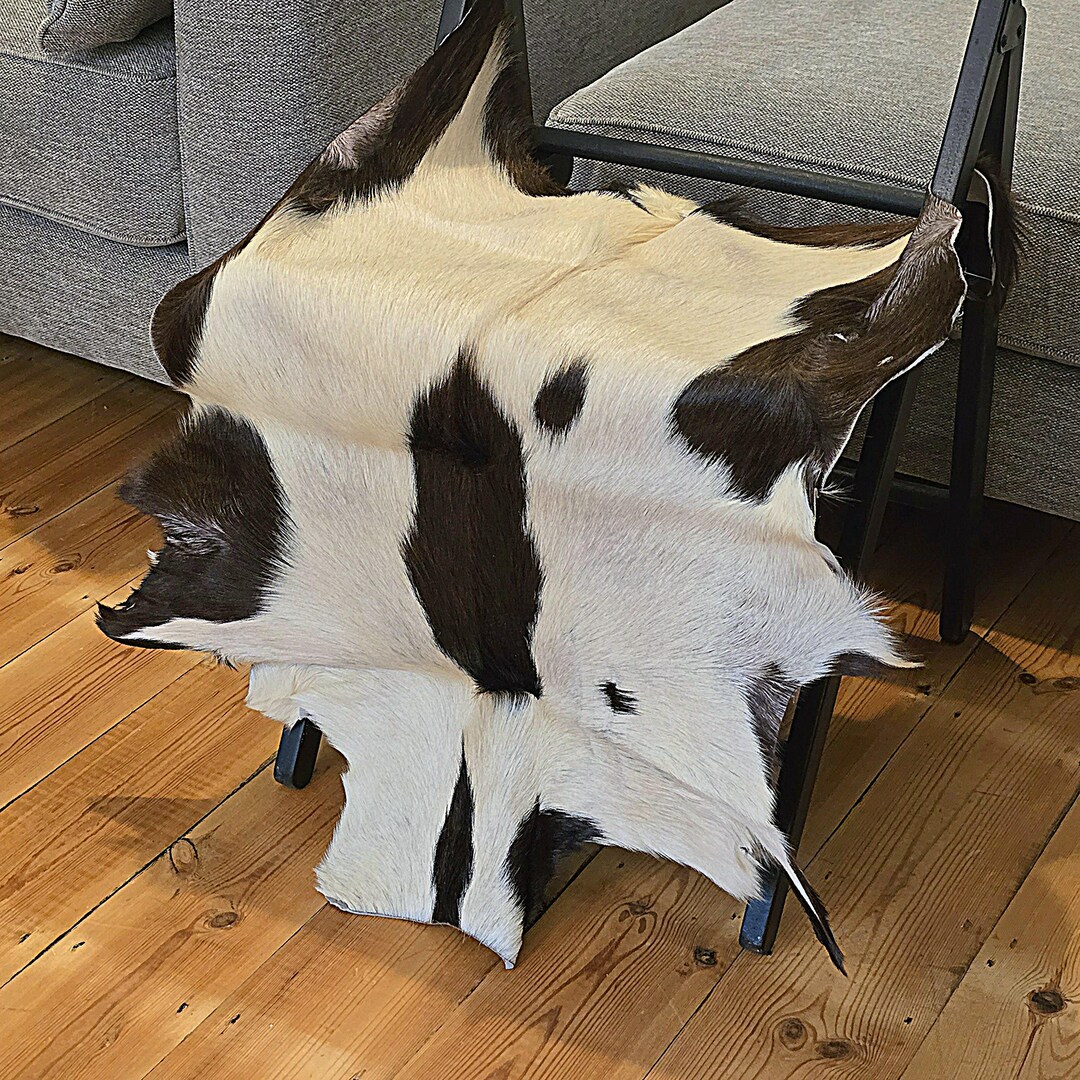 GOAT HIDE RUG Goat Rug, Genuine Goat Skin Rug, Leather Rug Decor, Black ...