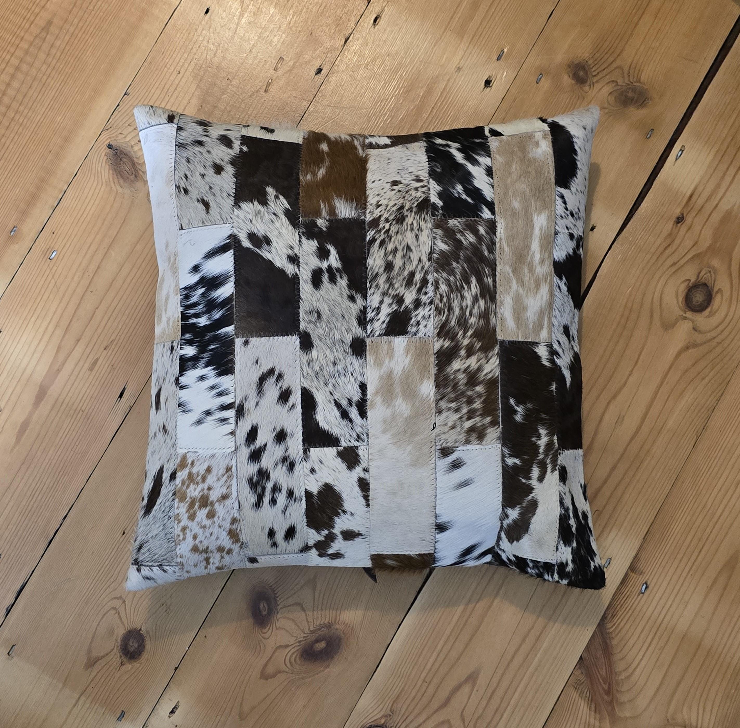 Handmade Cowhide Pillow Cover, Tricolour Hair-on Leather Cushion - Etsy