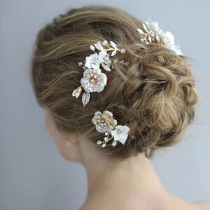 Ceramic Flower Combs Gold Comb Decorative Comb Bridal - Etsy