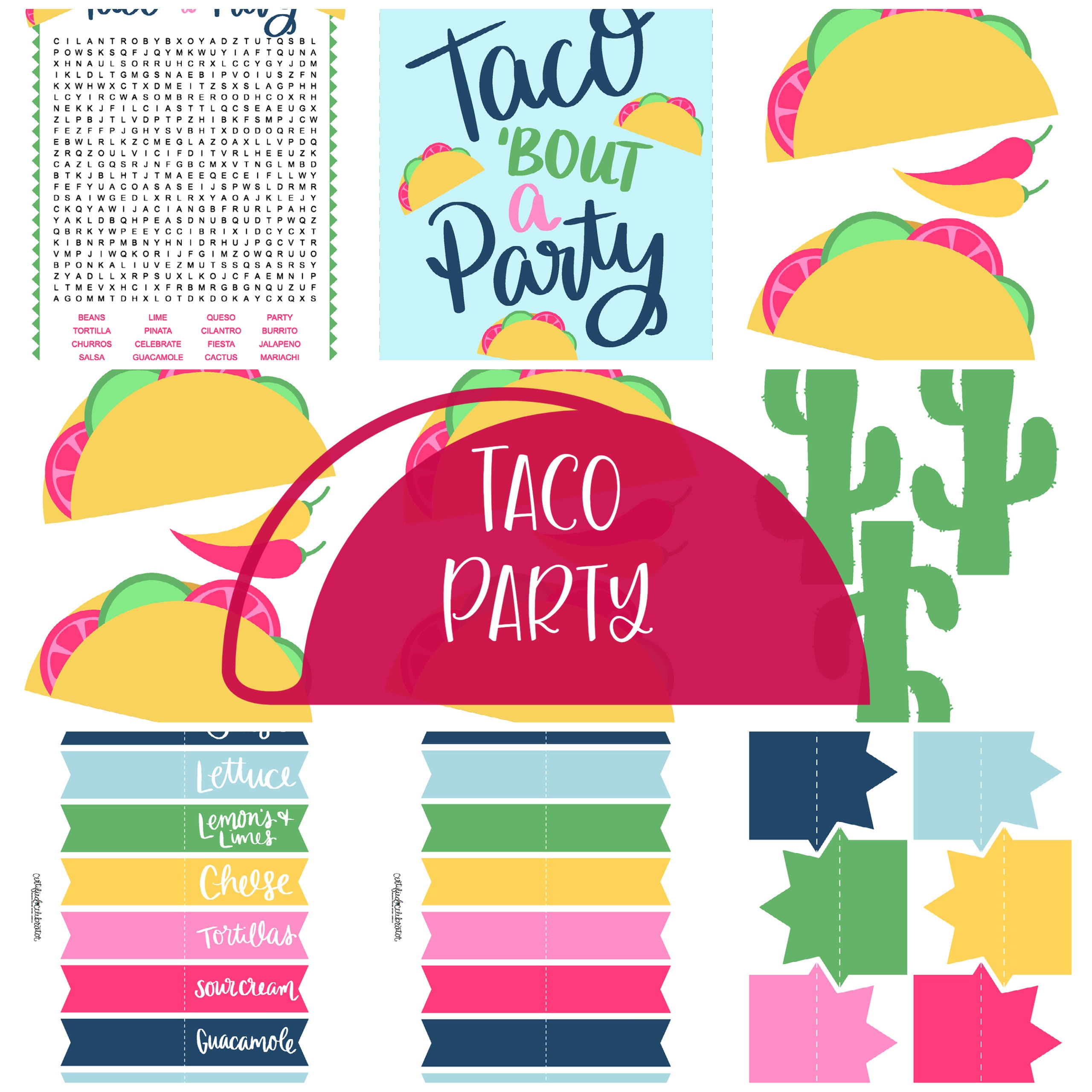 Taco Tuesday, Taco Night Printable Bundle, Cinco De Mayo Party Decor ...
