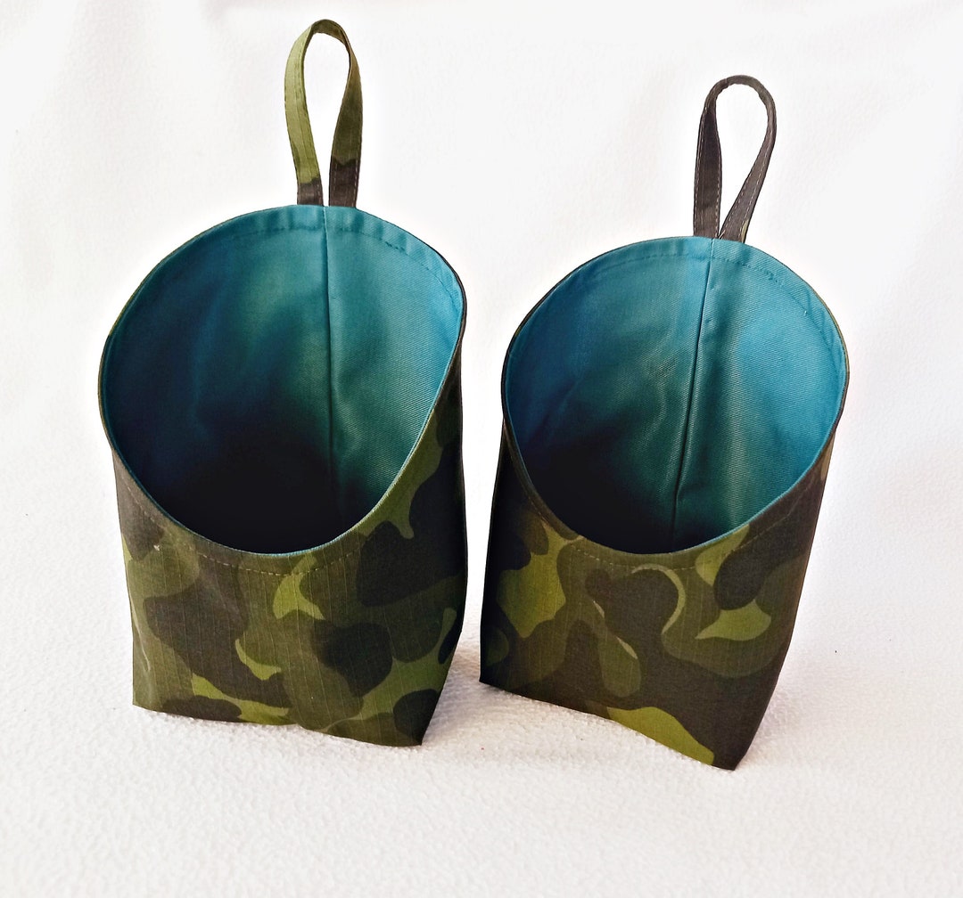 Green Camo Fabric Pod Teardrop Basket Box Hanging Canvas Storage and ...