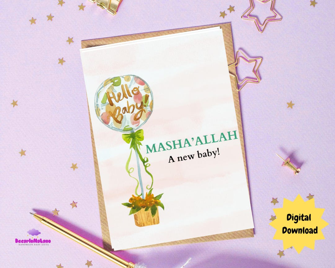 Hello Baby Islamic Card | Muslim Baby Shower Digital Download ...