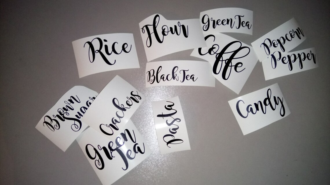 Set of 6 Custom Vinyl Kitchen Label Decal Vinyl Name Decal - Etsy